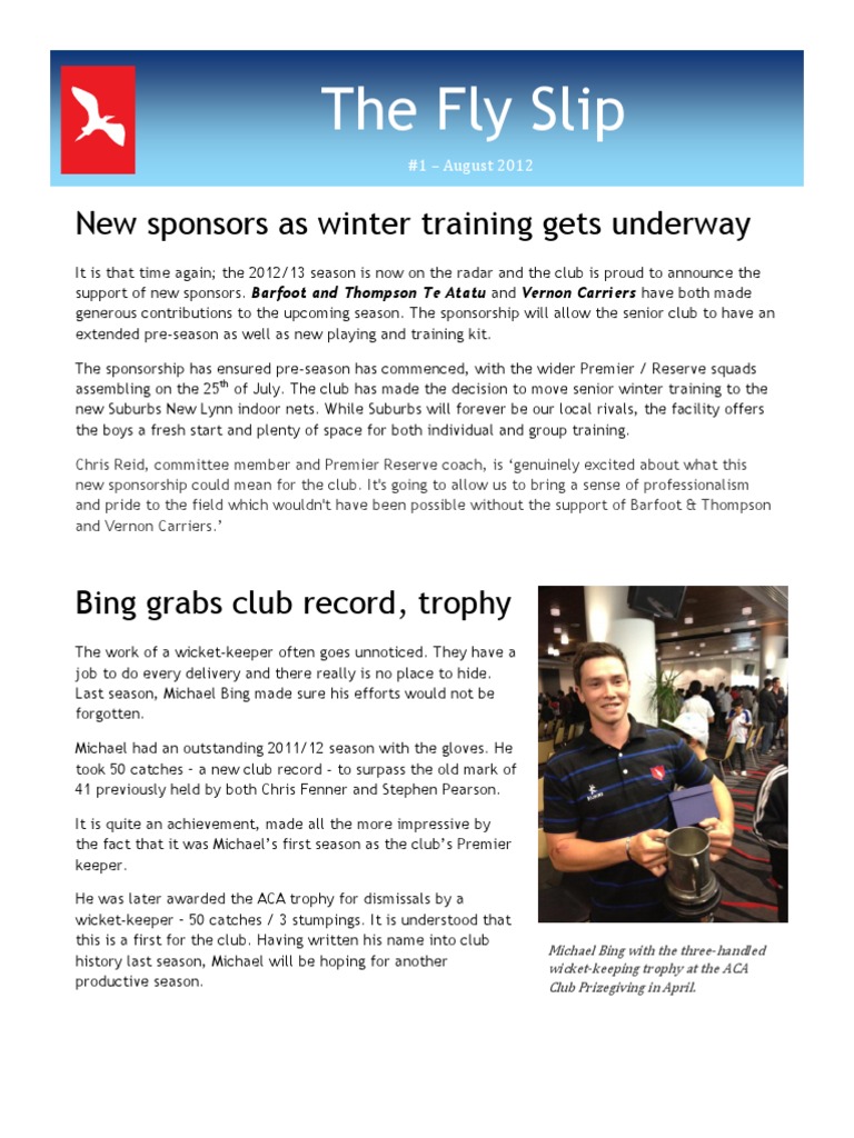 The Fly Slip: New Sponsors As Winter Training Gets Underway | PDF ...