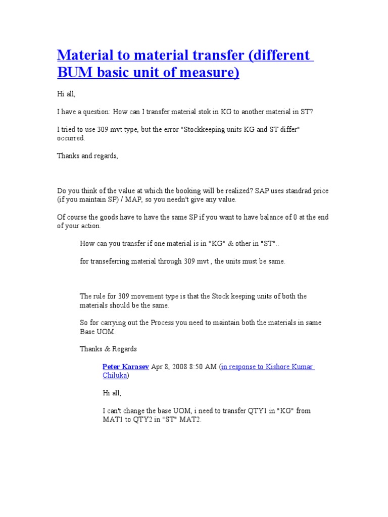 Material To Material Transfer | PDF | Stocks | Business