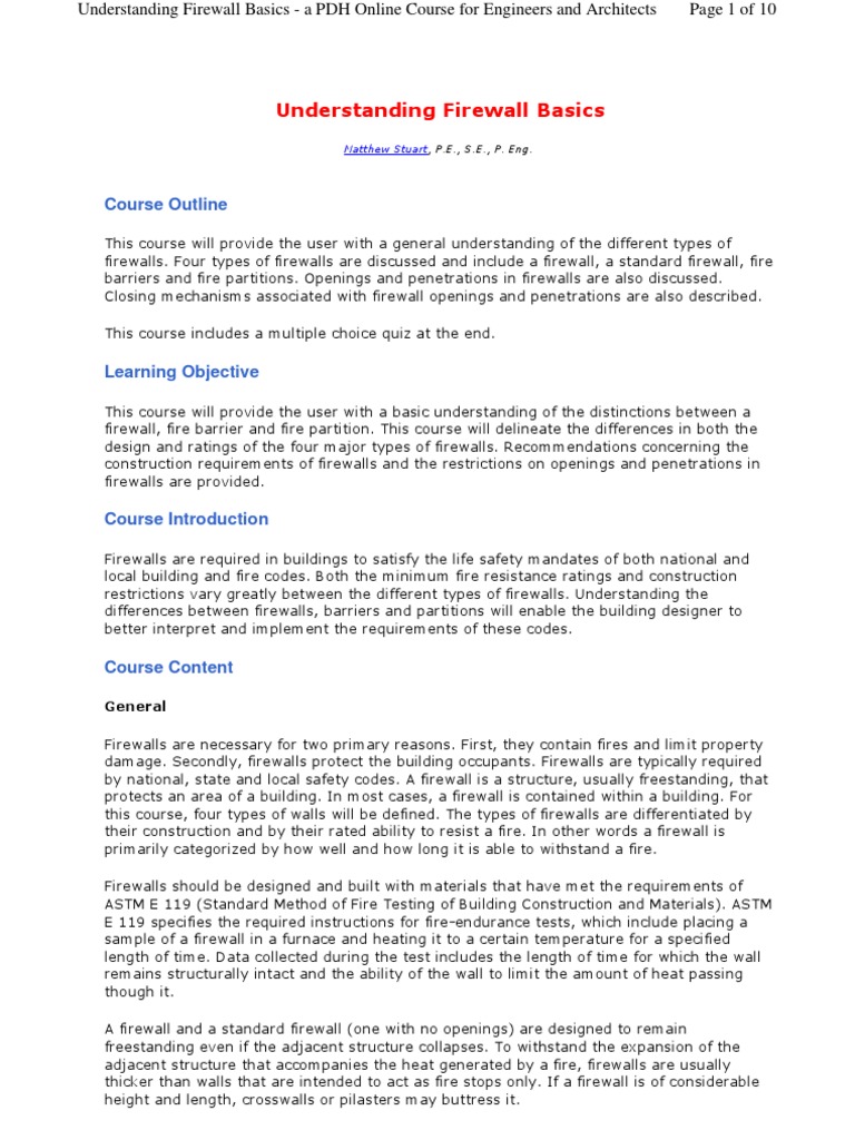 Firewall Types and Design Basics | PDF | Wall | Framing (Construction)