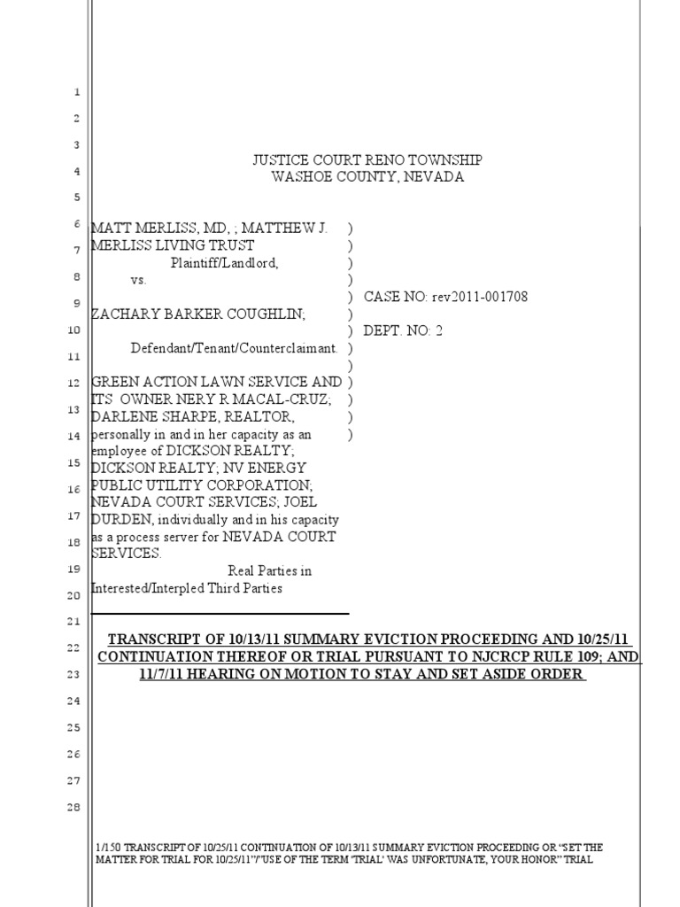 10 25 11 0204 1708 Rough Transcript | PDF | Judge | Eviction