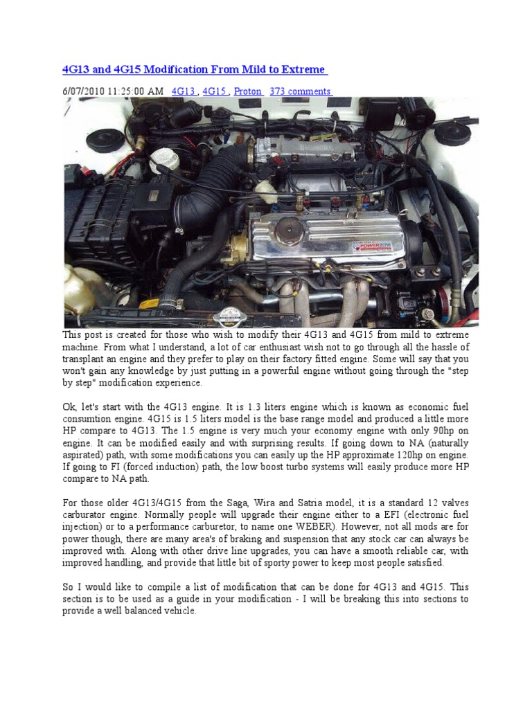 4G13 and 4G15 Modification From Mild To Extreme | PDF | Turbocharger ...