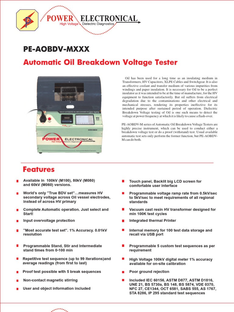 Fully Automatic Oil BDV Test Set | PDF | Electrical Breakdown | Transformer