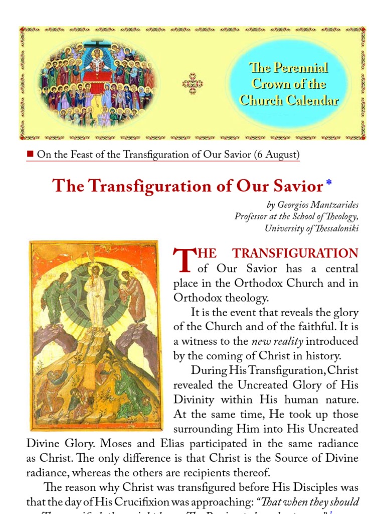 The Transfiguration of Our Savior: Revealing the Uncreated Glory of ...