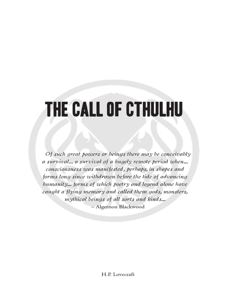 Call of Cthulhu - Chapter 1 | PDF | H. P. Lovecraft | Cthulhu
