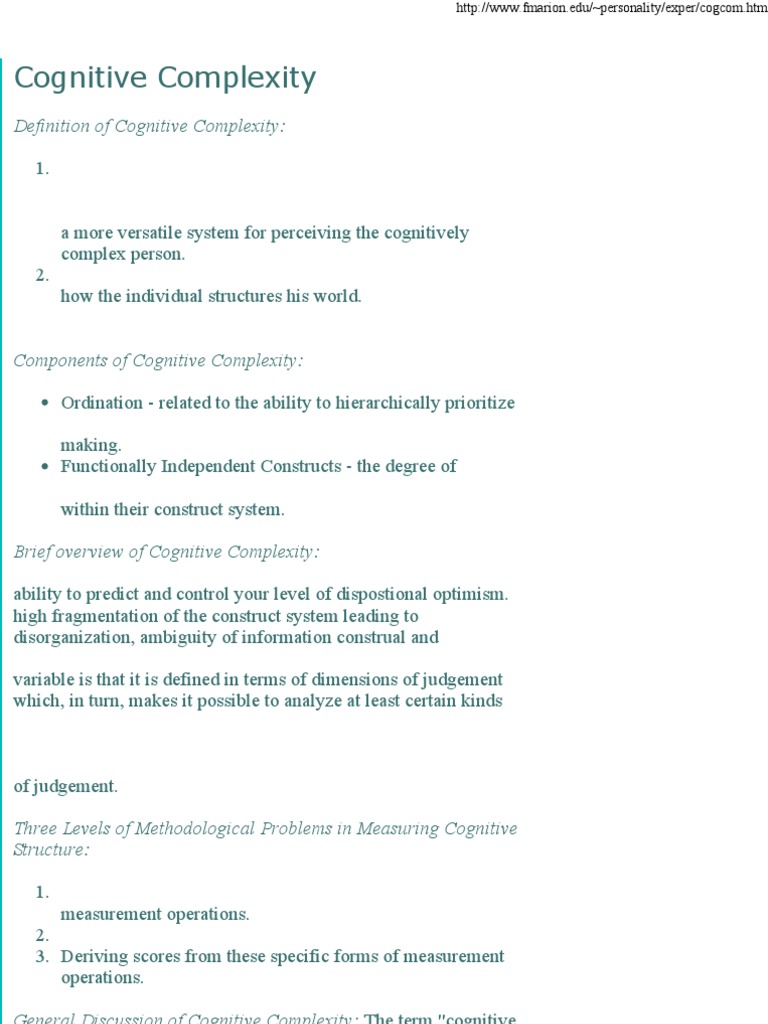 Cognitive Complexity | Download Free PDF | Complexity | Psychology