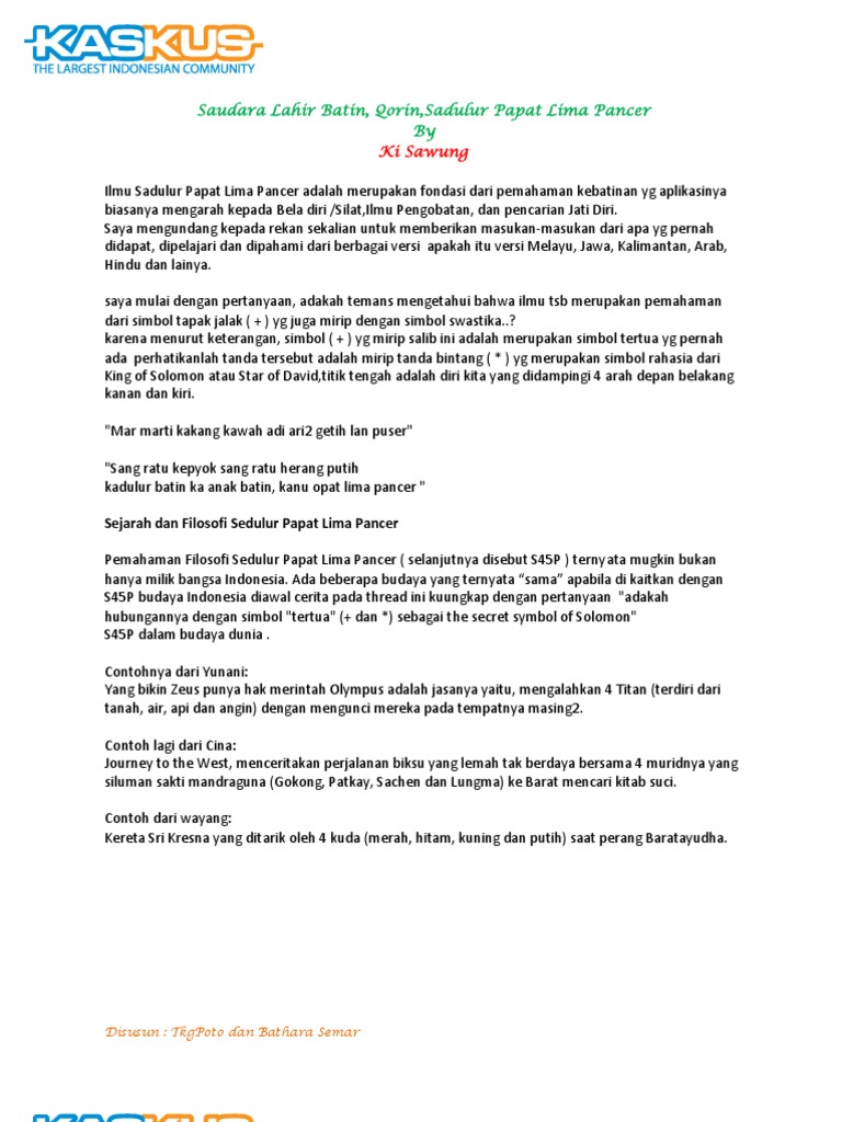 Sedulur Papat Lima Pancer | PDF
