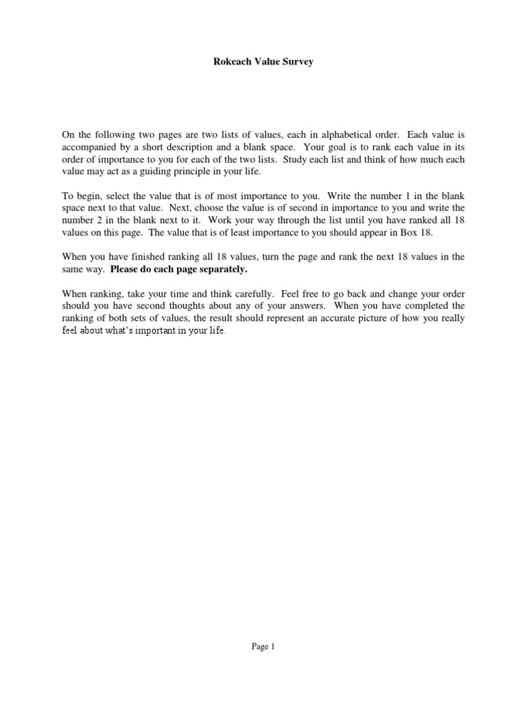 Rokeach Value Survey PDF | PDF