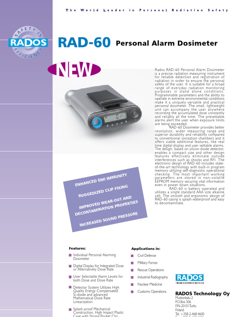 Rad60 Dosimeter | PDF | Absorbed Dose | Nuclear Physics