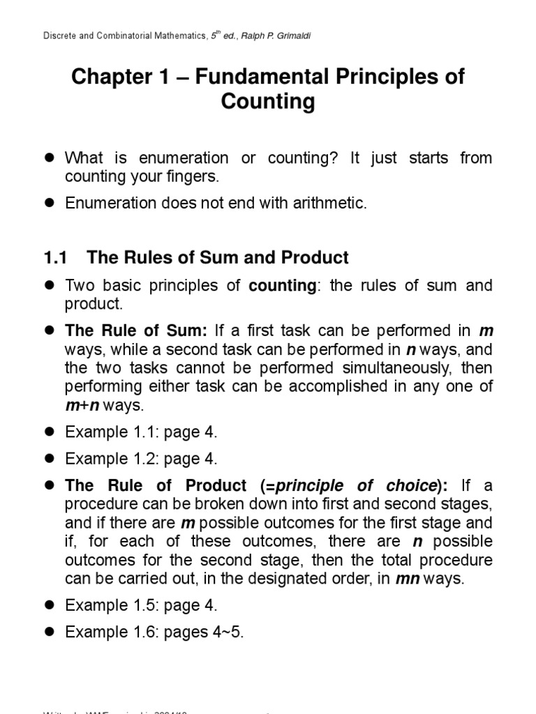 Chapter 1-Fundamental Principles of Counting PDF | PDF | Integer ...