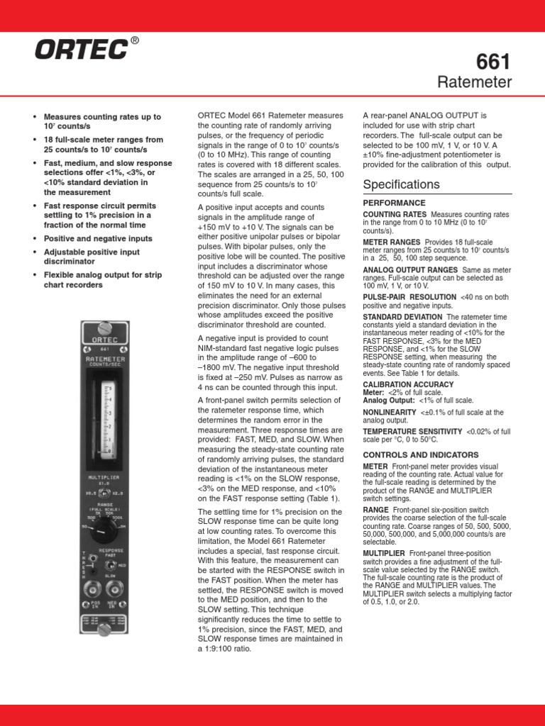 Ortec: Ratemeter | PDF | Hertz | Accuracy And Precision