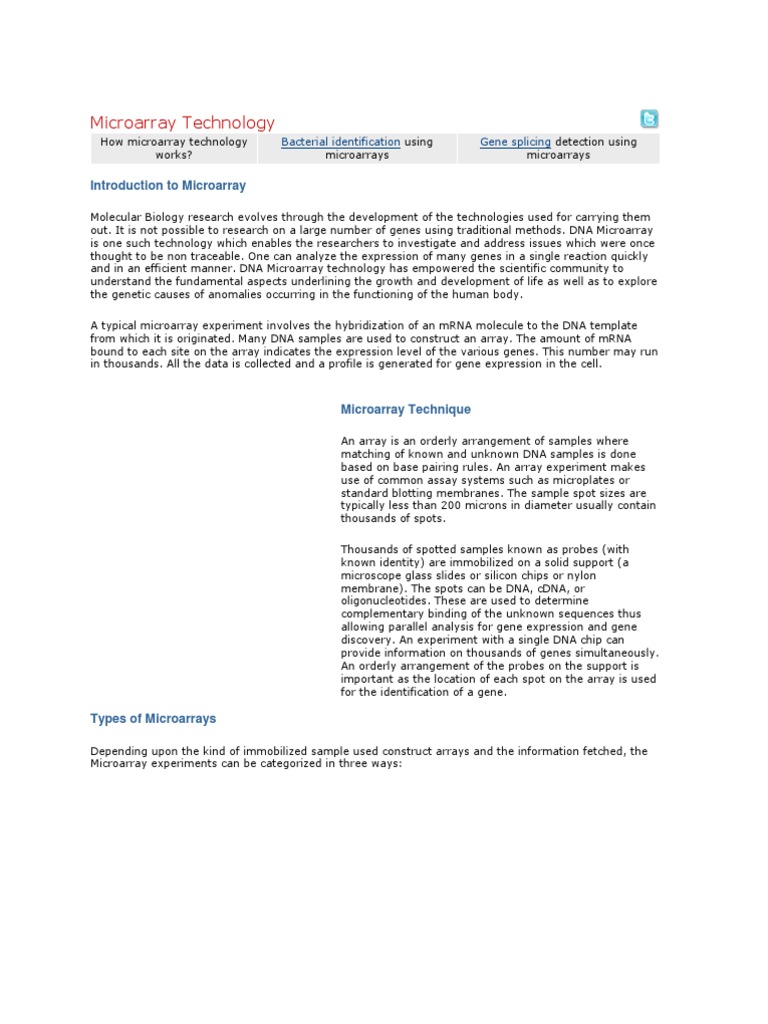 Microarray Technology | PDF | Dna Microarray | Gene Expression