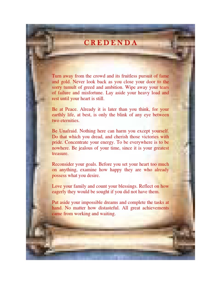 Credenda Og Mandino | Religion And Belief