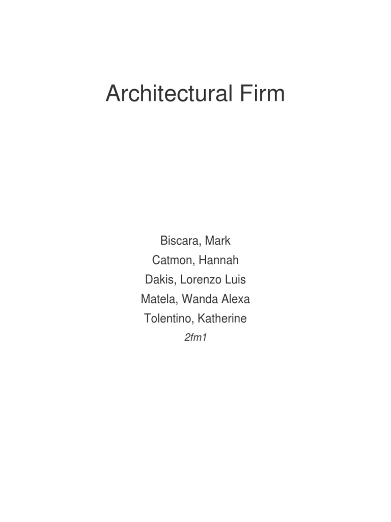 Architectural Firm: Biscara, Mark Catmon, Hannah Dakis, Lorenzo Luis ...