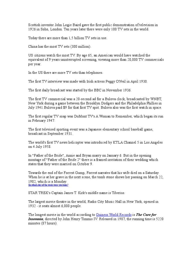 Movie & TV Facts | PDF | Walt Disney | Television