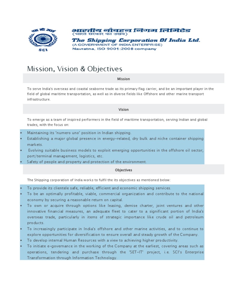 Mission, Vision & Objectives | PDF | Information Sensitivity | Board Of ...