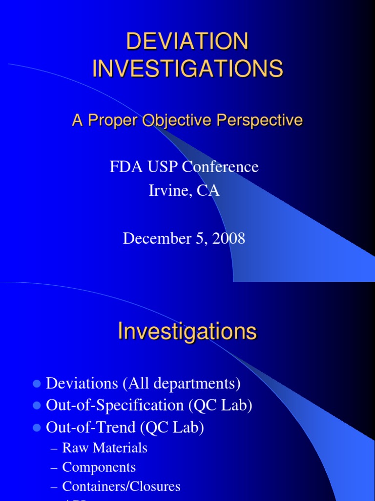 Forms Don FDA Deviation Investigations 2008 | PDF | Business