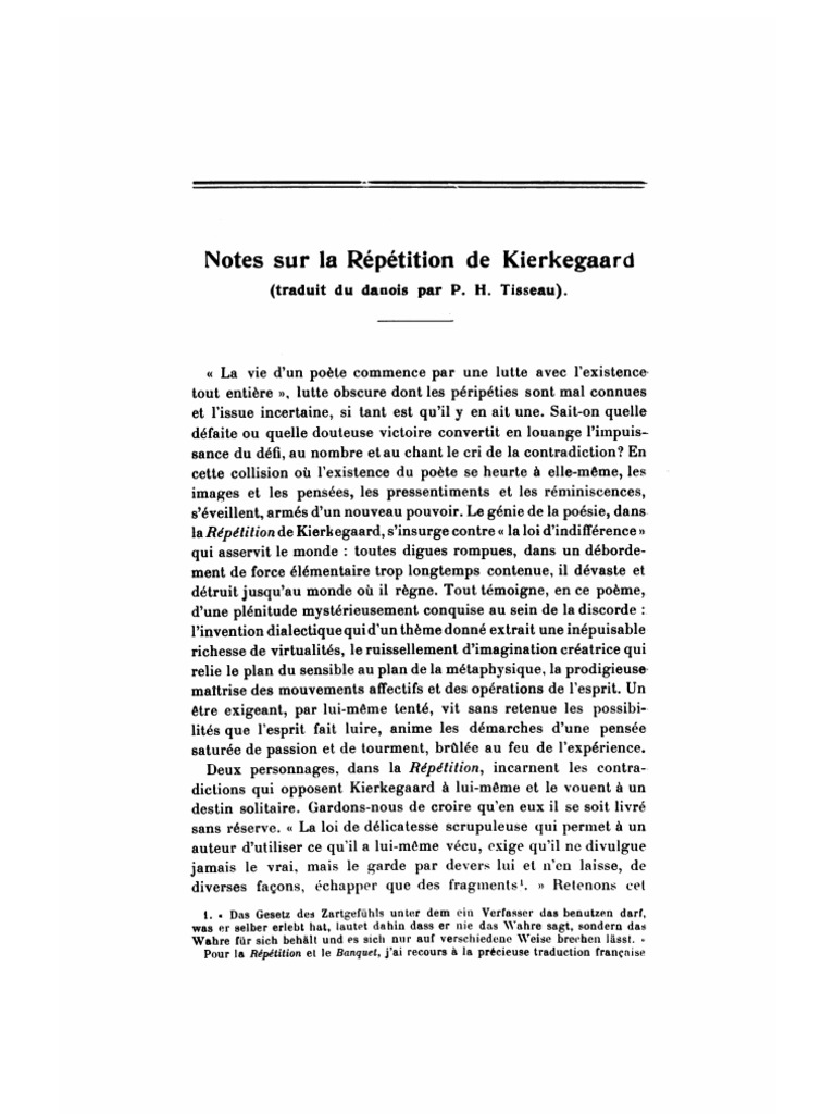 Répétition chez Kierkegaard | PDF