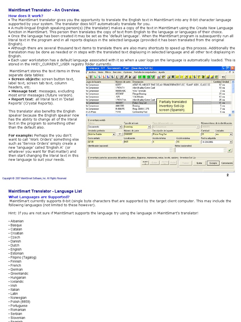 Maintsmart Translator - An Overview | PDF | Translations | C ...
