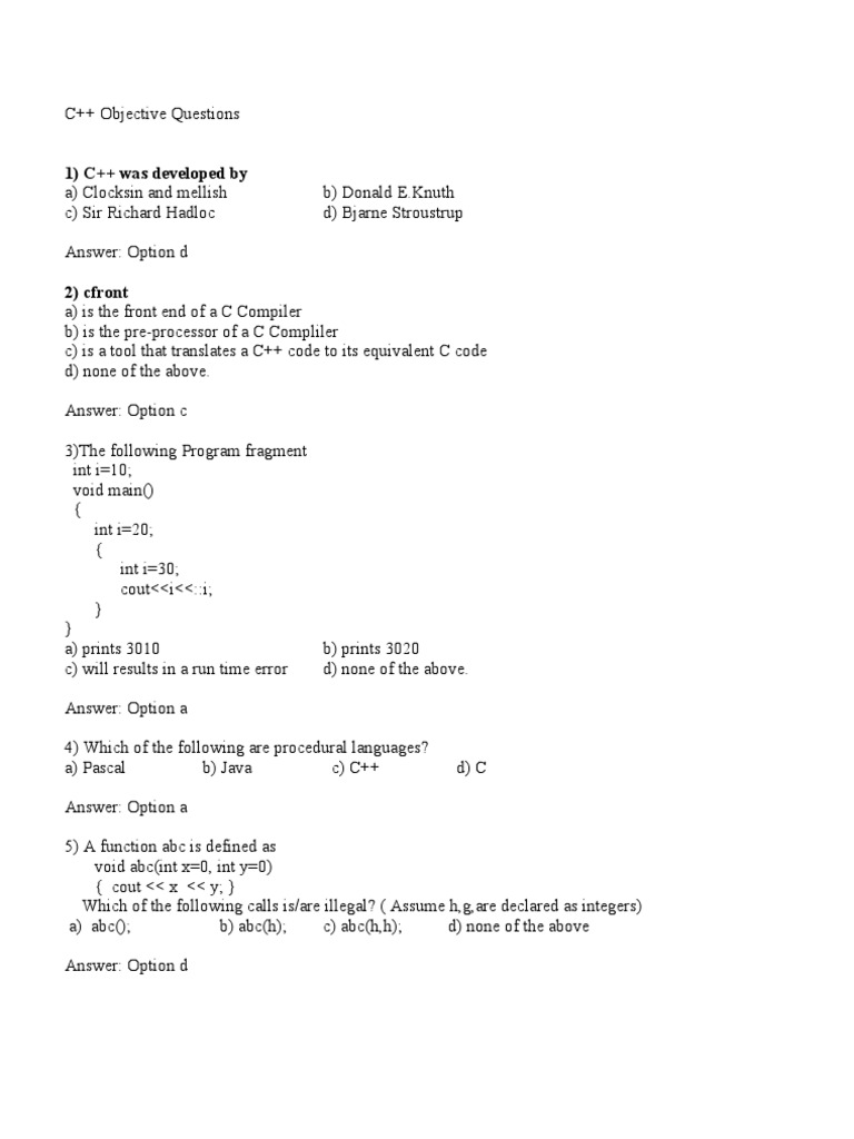 C Objective Pdf Class Computer Programming C Programming Language