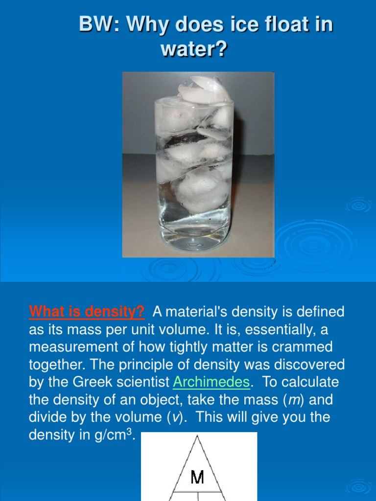 BW: Why Does Ice Float in Water? | PDF