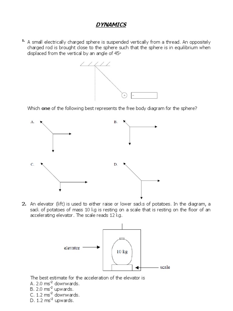 Free Fall Dynamics Multiple Choice Questions | PDF | Weighing Scale | Force