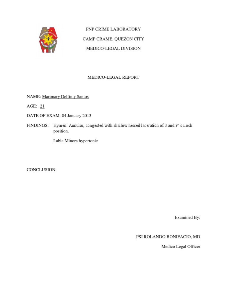 Medico-Legal Report for Marimary Delfin | PDF