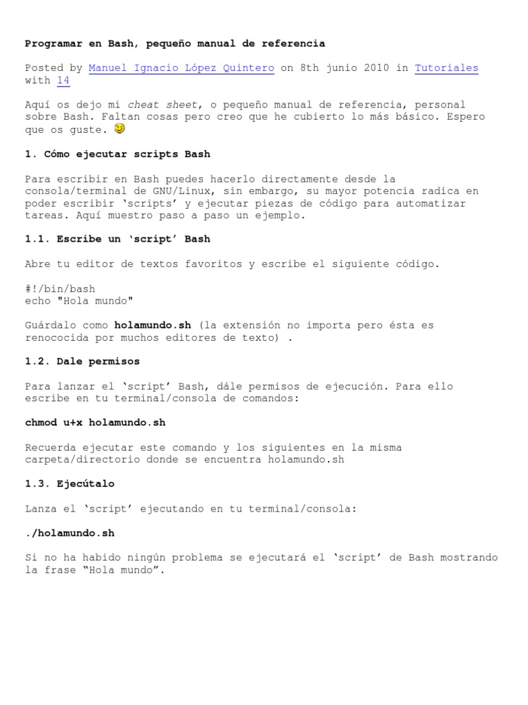 Programar en Bash | PDF | Interfaz de línea de comando | Archivo de ...