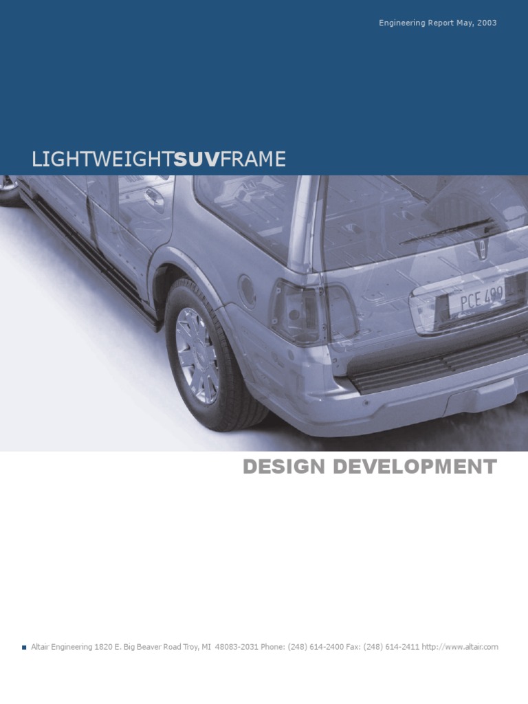 Lightweight SUV Frame Design Development | PDF | Sheet Metal ...