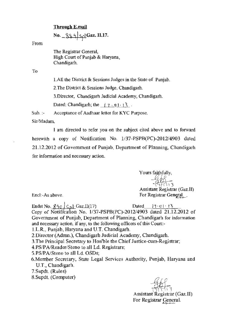 Acceptance of Aadhar Letter for KYC Purpose | Identity Document ...