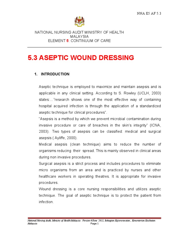 Aseptic Wound Dressing Guidelines KKM | PDF | Health Care | Health Sciences