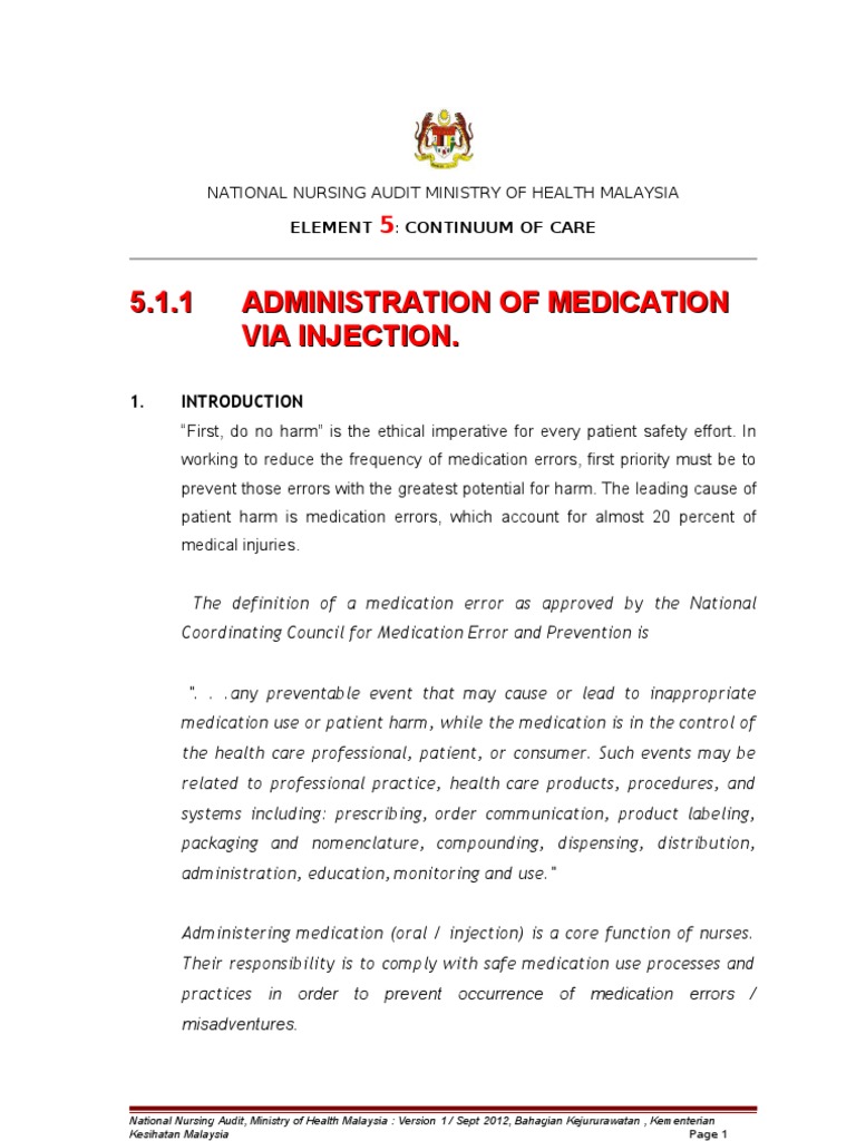 Tor Adm of Injection (1) 1sept2012 | PDF | Medical Error ...