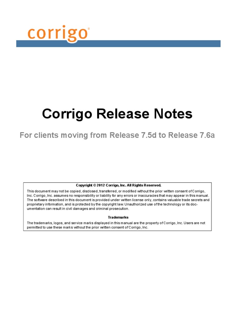 Corrigo Release Notes 7 6a | PDF | Interactive Voice Response | Email