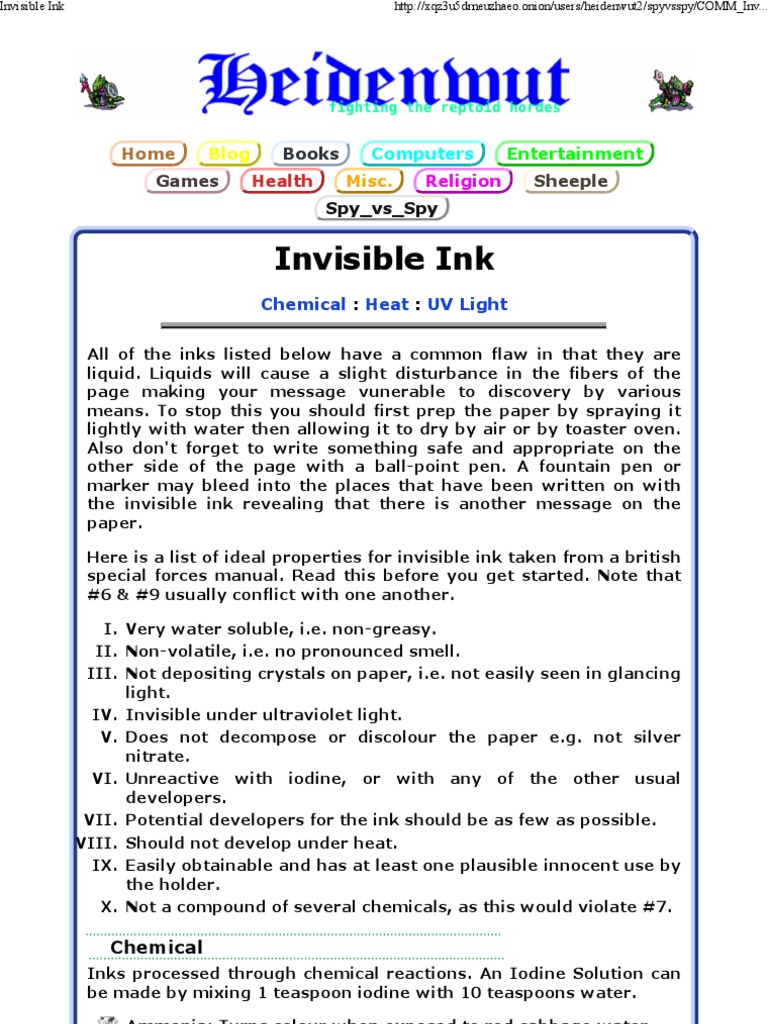 Invisible Ink PDF | PDF | Chemistry | Materials