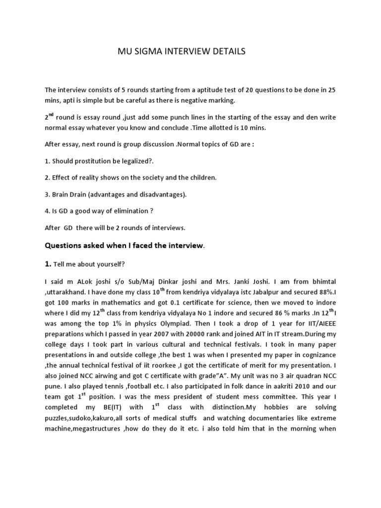 Mu Sigma Interview Process Overview | PDF | Science | Teaching Mathematics