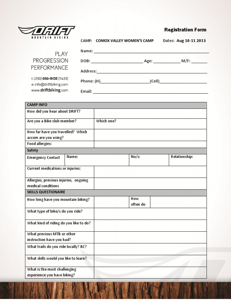 Comox Valley Women's Camp Registration | PDF | Mountain Biking ...