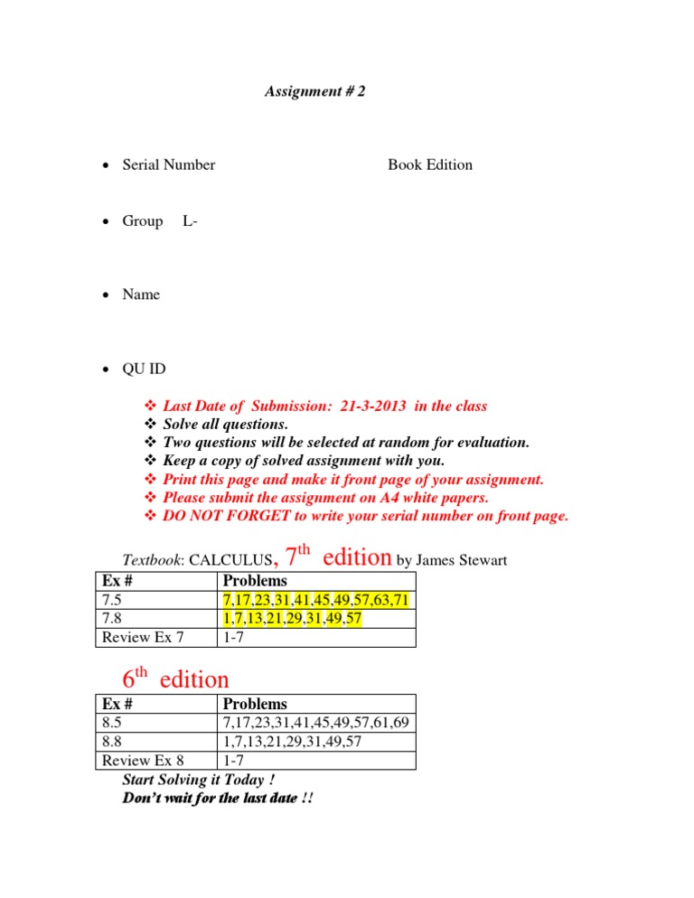 7 Edition: Assignment # 2 | PDF