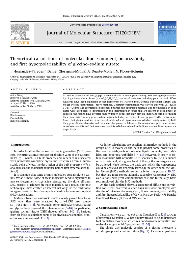 Journal of Molecular Structure: THEOCHEM | PDF | Density Functional ...