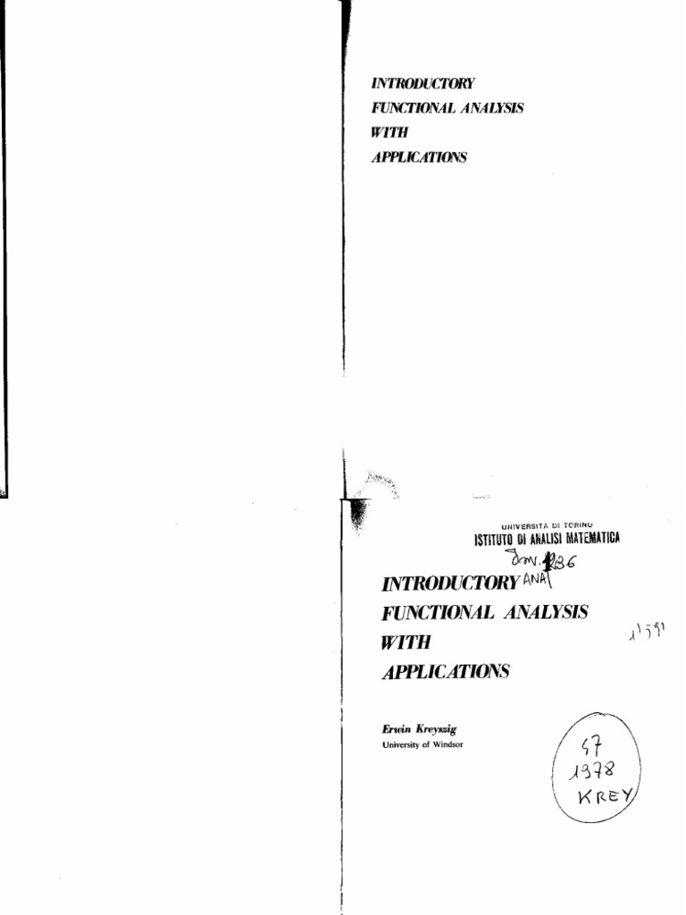 Introductory Functional Analysis With Applications | PDF