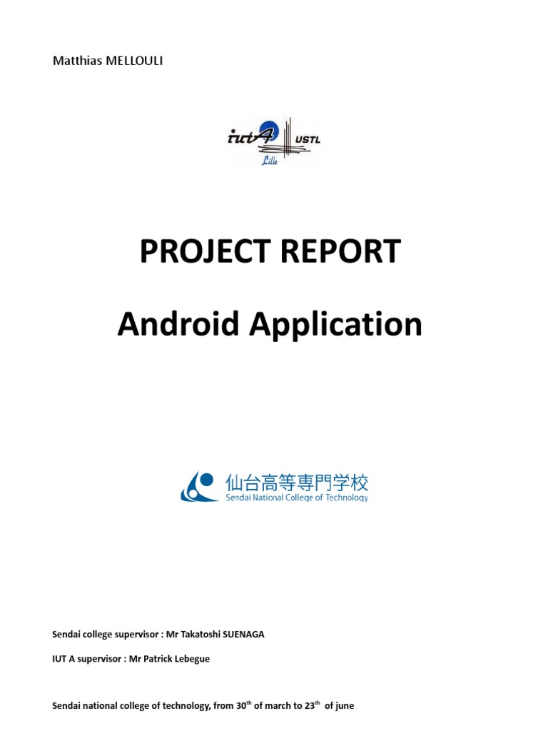 Android Project Report | PDF | Android (Operating System) | Personal ...