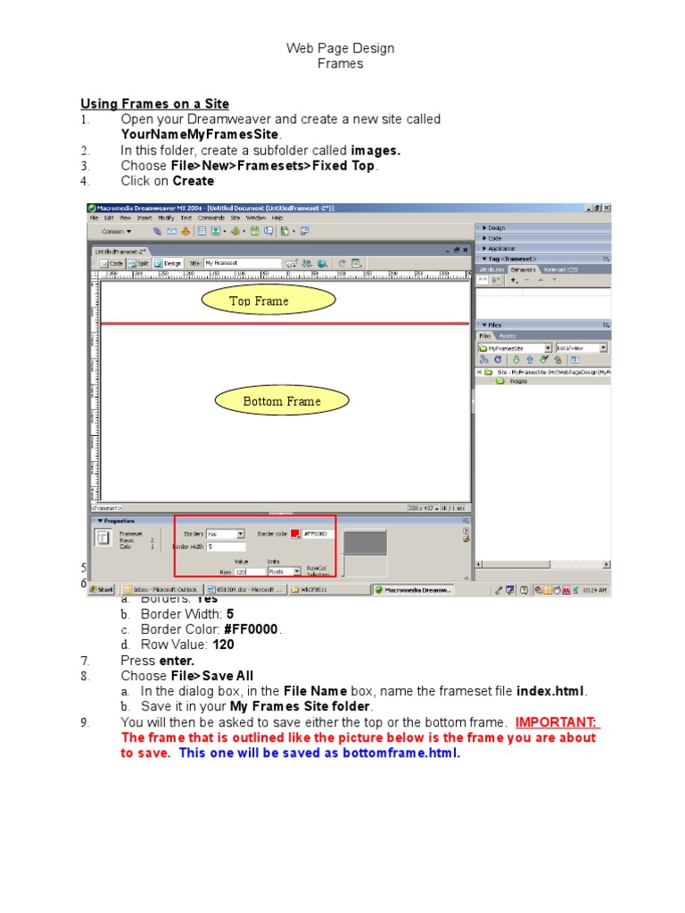 Using Frames On A Site Yournamemyframessite | PDF | Web Page | Hypertext