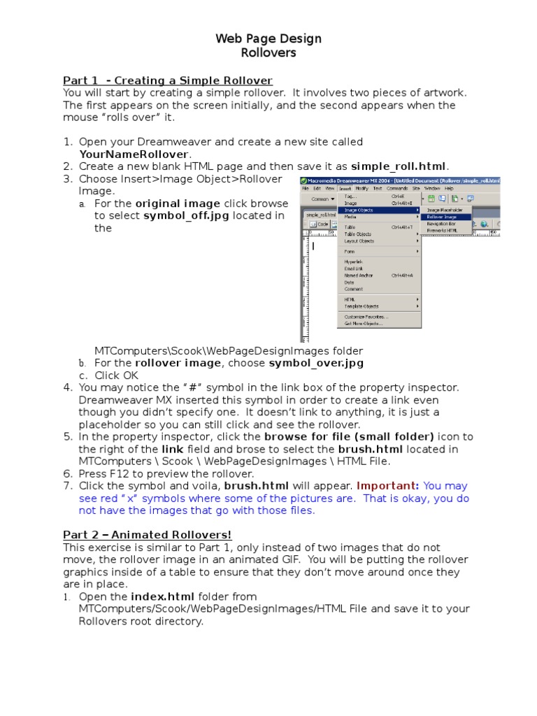 Web Page Design Rollovers: Part 1 - Creating A Simple Rollover | PDF | Web Page | Adobe Flash