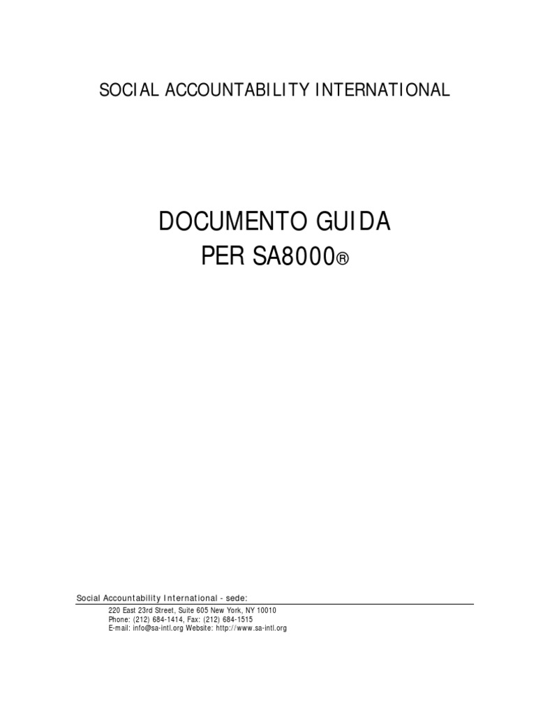 TRAD REV 01 Documento Guida SA8000 | PDF