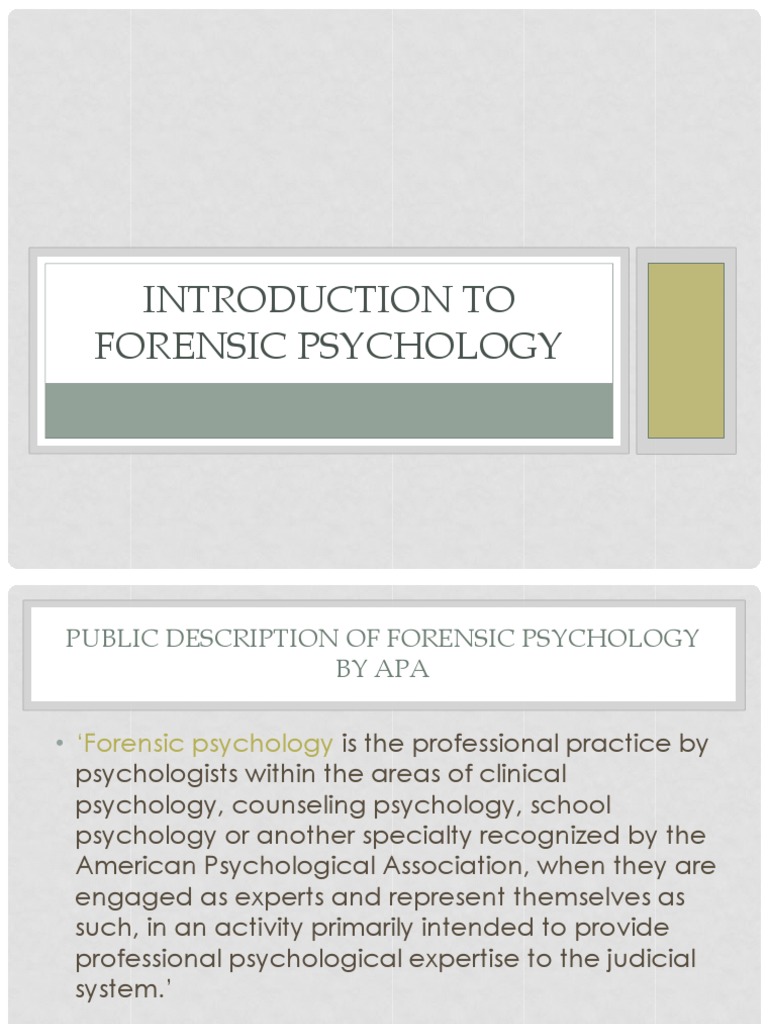 Introduction To Forensic Psychology | PDF | Psychology | Behavioural ...