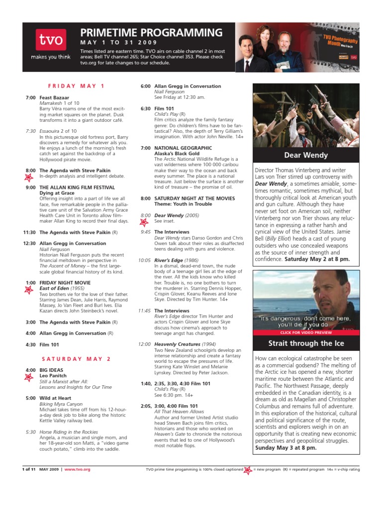 Primetime Programming: M A Y 1 T O 3 1 2 0 0 9 | PDF | Leisure