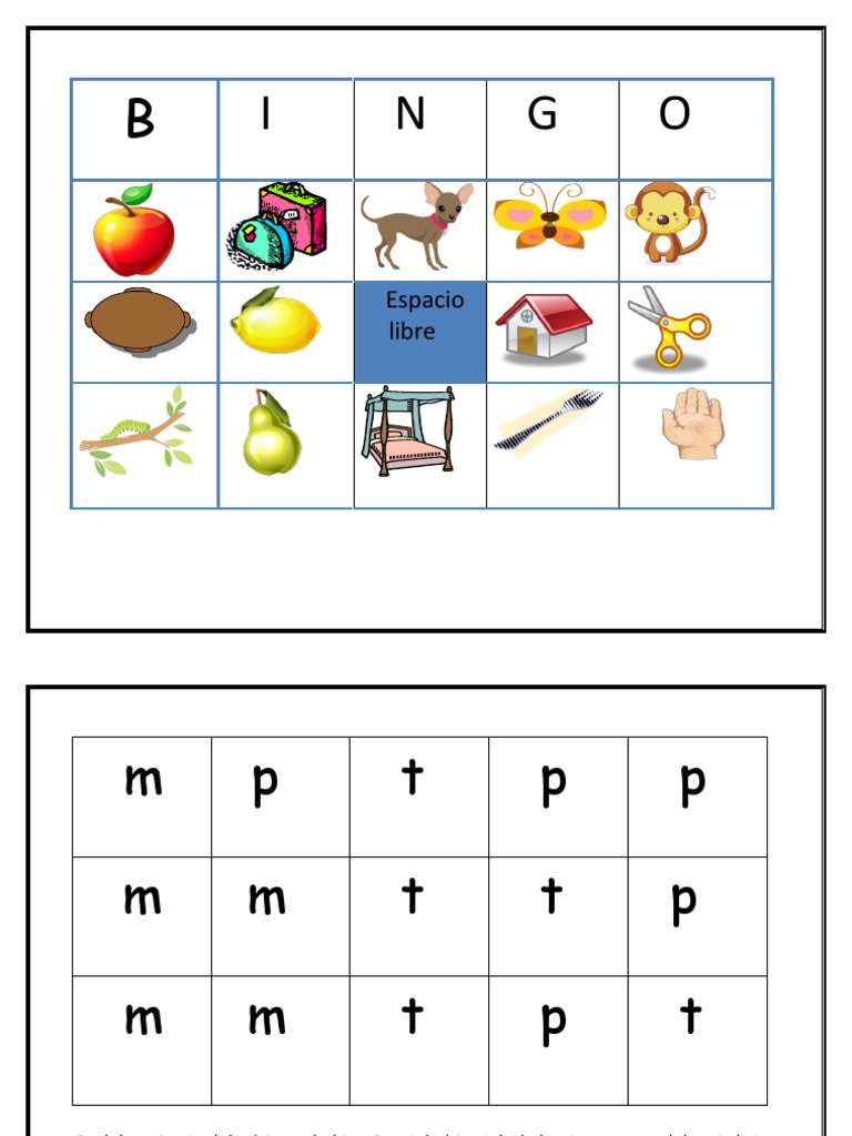 Bingo de Sonidos y Silabas | PDF | Ocio | Juegos y lotería