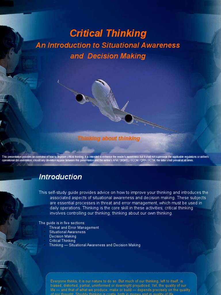 Pilot's Guide to Critical Thinking | PDF | Situation Awareness ...