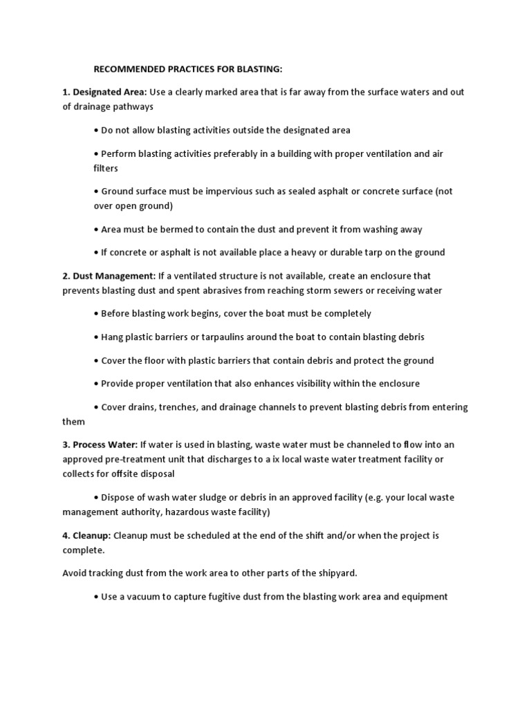 Recommended Practices For Blasting | PDF | Dust | Paint