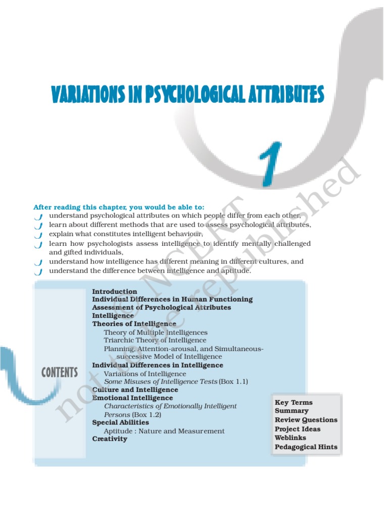 Psychology - Class XII - Chapter 01 | PDF | Intellectual Disability ...