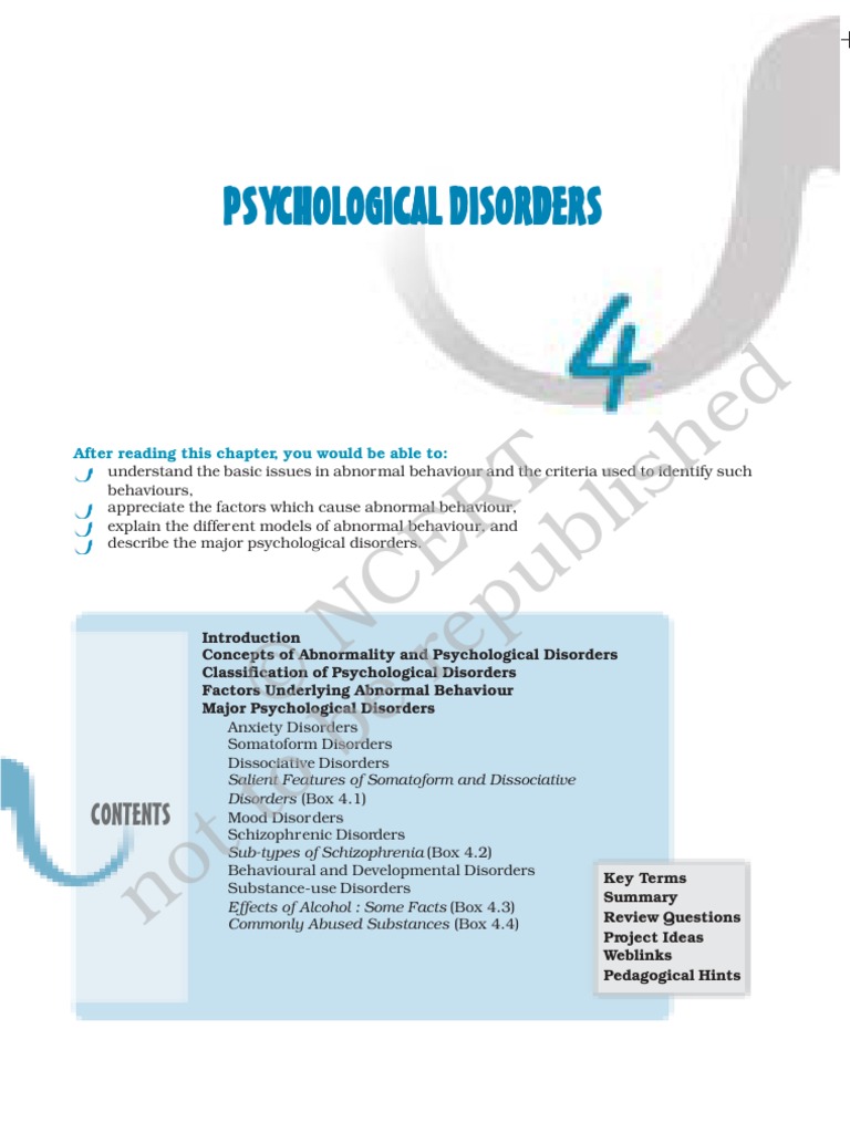 Psychology - Class XII - Chapter 04 | PDF | Bipolar Disorder | Mental ...