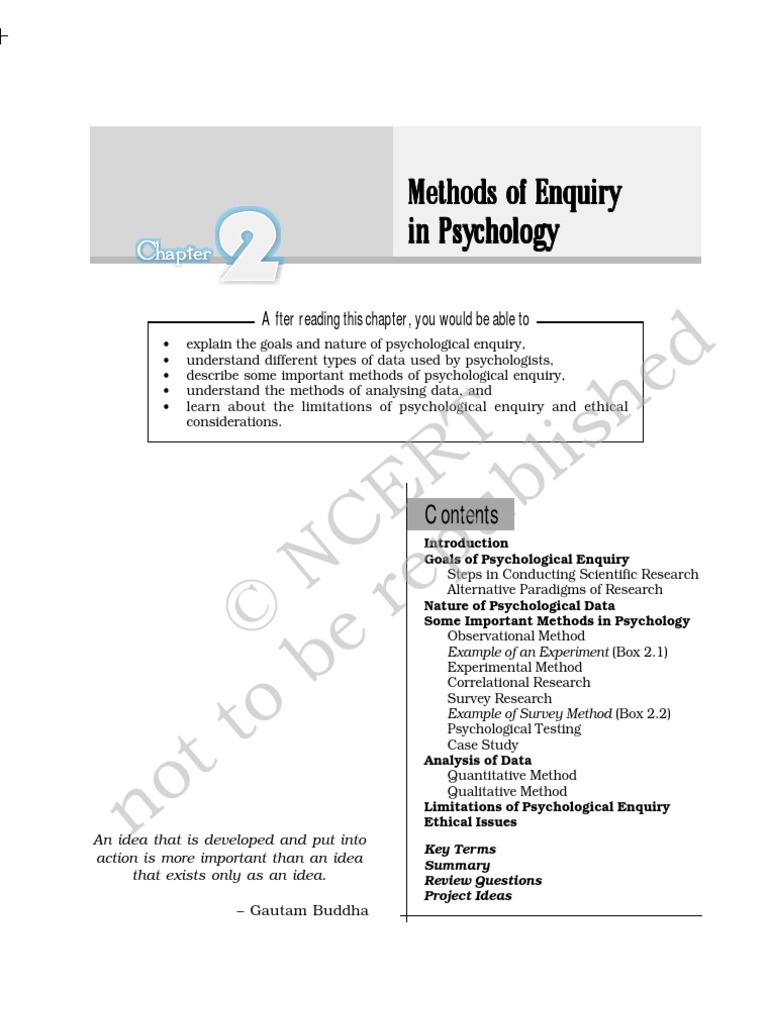 Psychology - Class XI - Chapter 02 | PDF | Experiment | Scientific Method
